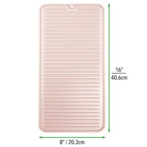 mDesign Silicone Heat-Resistant Hair Care Styling Tool Mat for Curling or Flat Irons, Straighteners on Bathroom Countertop, Raised Edges, Non-Slip, Waterproof, Linelle Collection, Light Pink/Blush