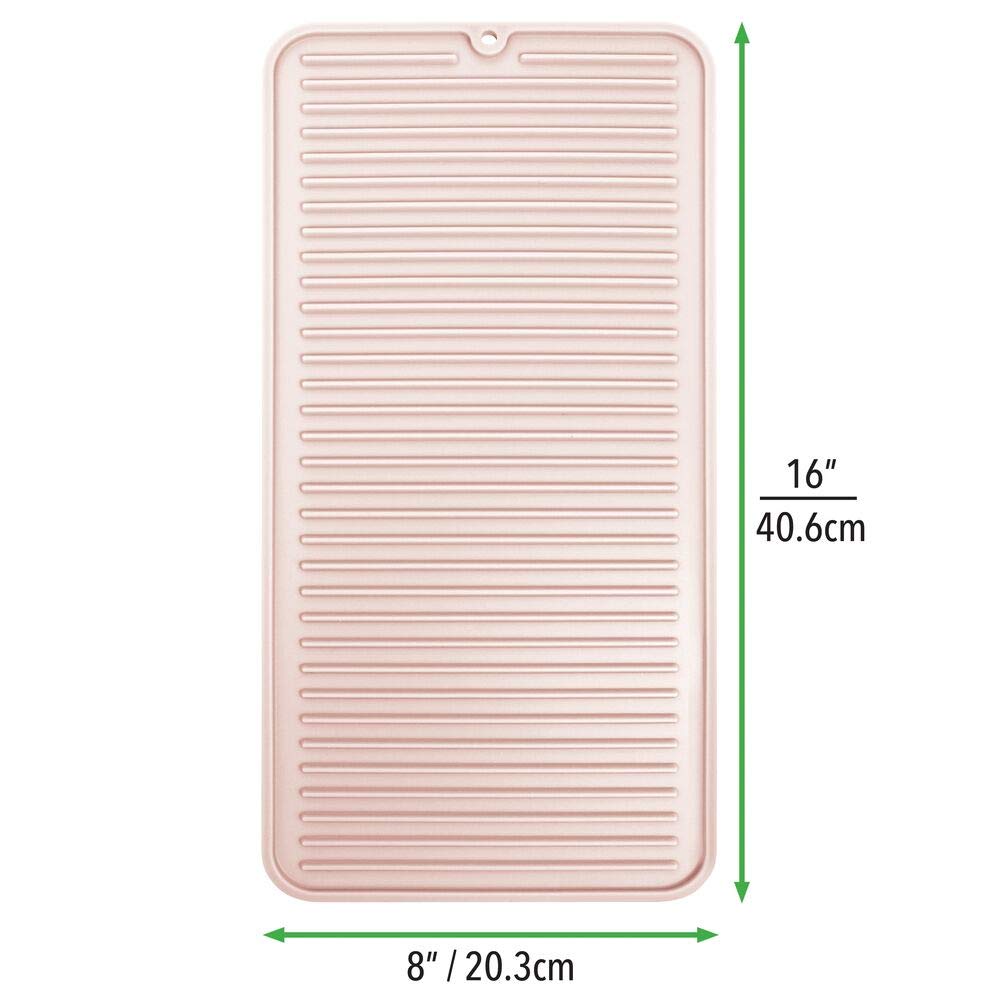 mDesign Silicone Heat-Resistant Hair Care Styling Tool Mat for Curling or Flat Irons, Straighteners on Bathroom Countertop, Raised Edges, Non-Slip, Waterproof, Linelle Collection, Light Pink/Blush