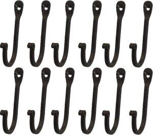 yourkart kpavir single prong wrought iron hooks – rustic curved metal fasteners – decorative colonial wall décor set of 12…