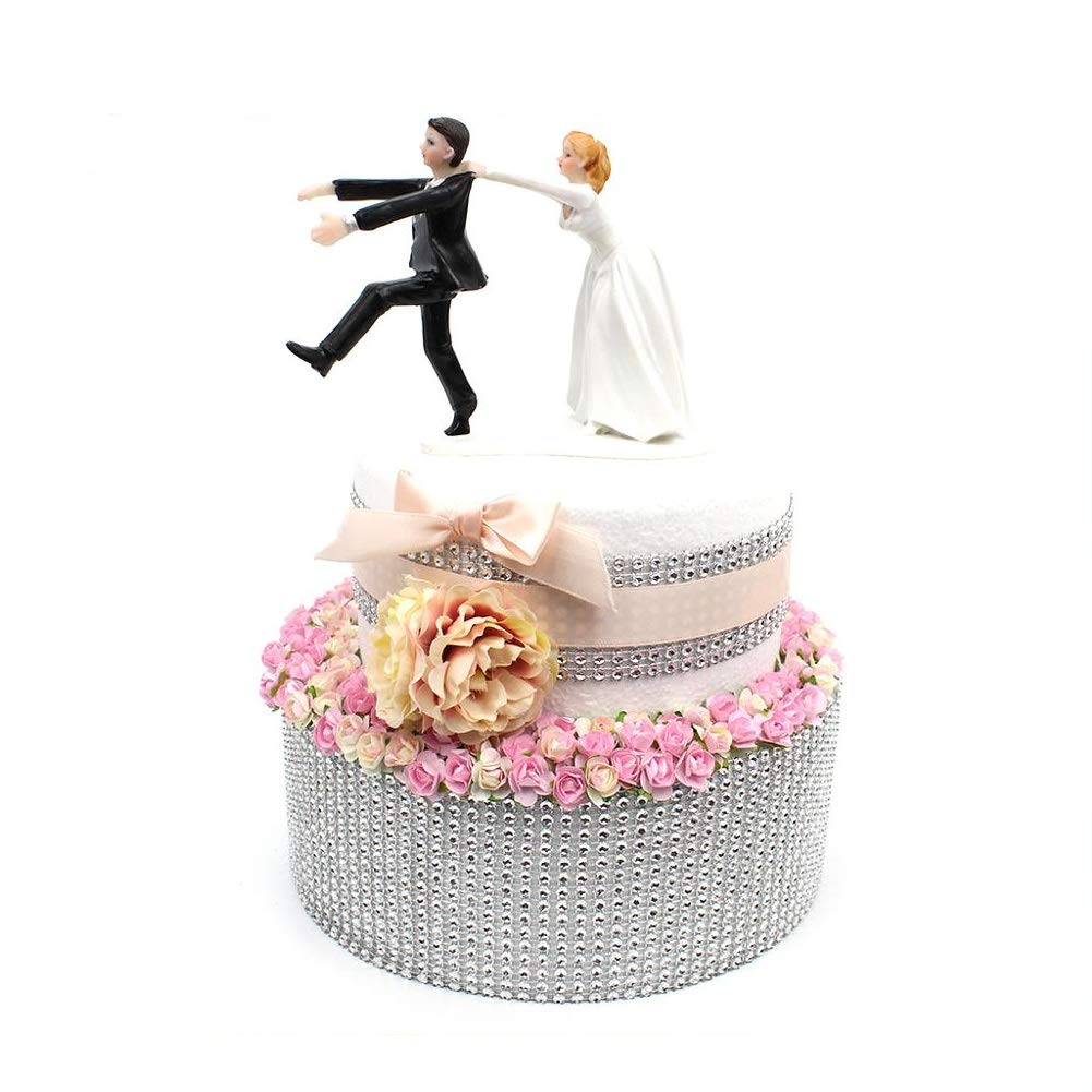 CheeseandU Bride&Groom Figurines Romantic Bride and Groom Wedding Cake Topper Funny Resin Run Groom Bridal Show Stand Cake Topper Wedding Valentines Day Engagement Anniversary Decoration