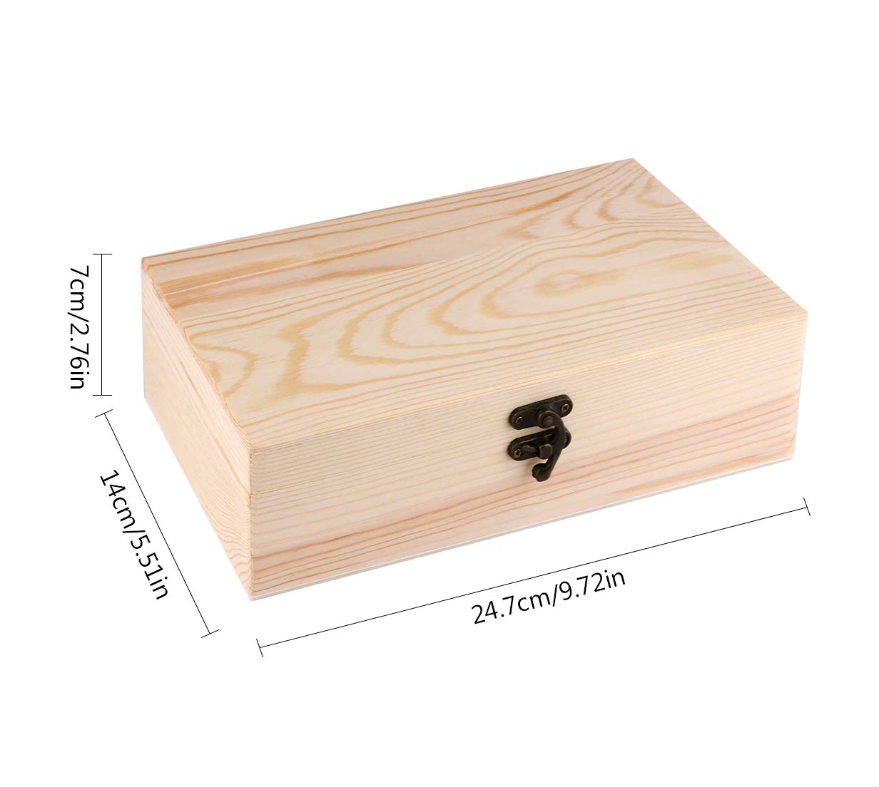 dedoot Unfinished Wooden Box with Hinged Lid 9.7x5.5x2.7 Inch Rectangle Keepsake Box Clasp Wood Box, Storage Box Wooden Gift Boxes for DIY Crafts, Home Deocration, Jewelry