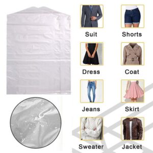 100 Pack Garment Bag Transparent Clothing Dust Cover Dustproof Hanging Clothes Suit Dress Jacket Cover for Dry Cleaner, Home Storage,Travel, Clothes Storage Closet,23.6 x 35.4 inches