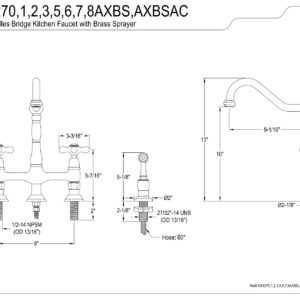 Kingston Brass KS1277AXBS Heritage 8-Inch Kitchen Faucet with Brass Sprayer, Brushed Brass