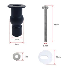 4 Pack M6 Toilet Seat Hinges Screws Universal Toilet Seat Fixings Repair Kits Expanding Rubber Top Nuts Bolts