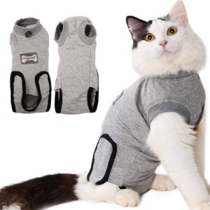 doglemi cat surgery recovery suit breathable professional cat recovery clothing for surgical abdominal wounds after surgery wear pajama suit e-collar alternative skin diseases protection (m)