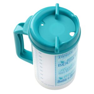 Drink Water Hospital Cup with Lid and Straw, Water Cup with Straw and Lid, Hospital Water Bottle with Straw and Handle, 32 Ounce Cup with Handle and Straw, 32 oz Insulated Mug, Drinking Cups, Teal Lid