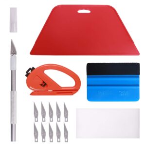 wallpaper smoothing tool kit, multi-function 15 pcs smoother tools set for contact paper peel and stick wallpaper car wrap vinyl window tint glass film wallpaper glue adhesive brush tray roller knife