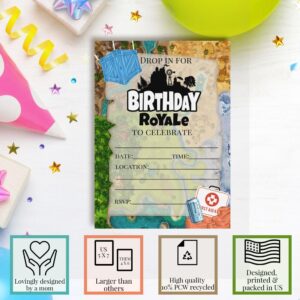 Fort Battle Video Gaming Birthday Party Invitations, 20 5x7 Fill In Cards with Twenty White Envelopes by AmandaCreation Video Gaming Party Supplies