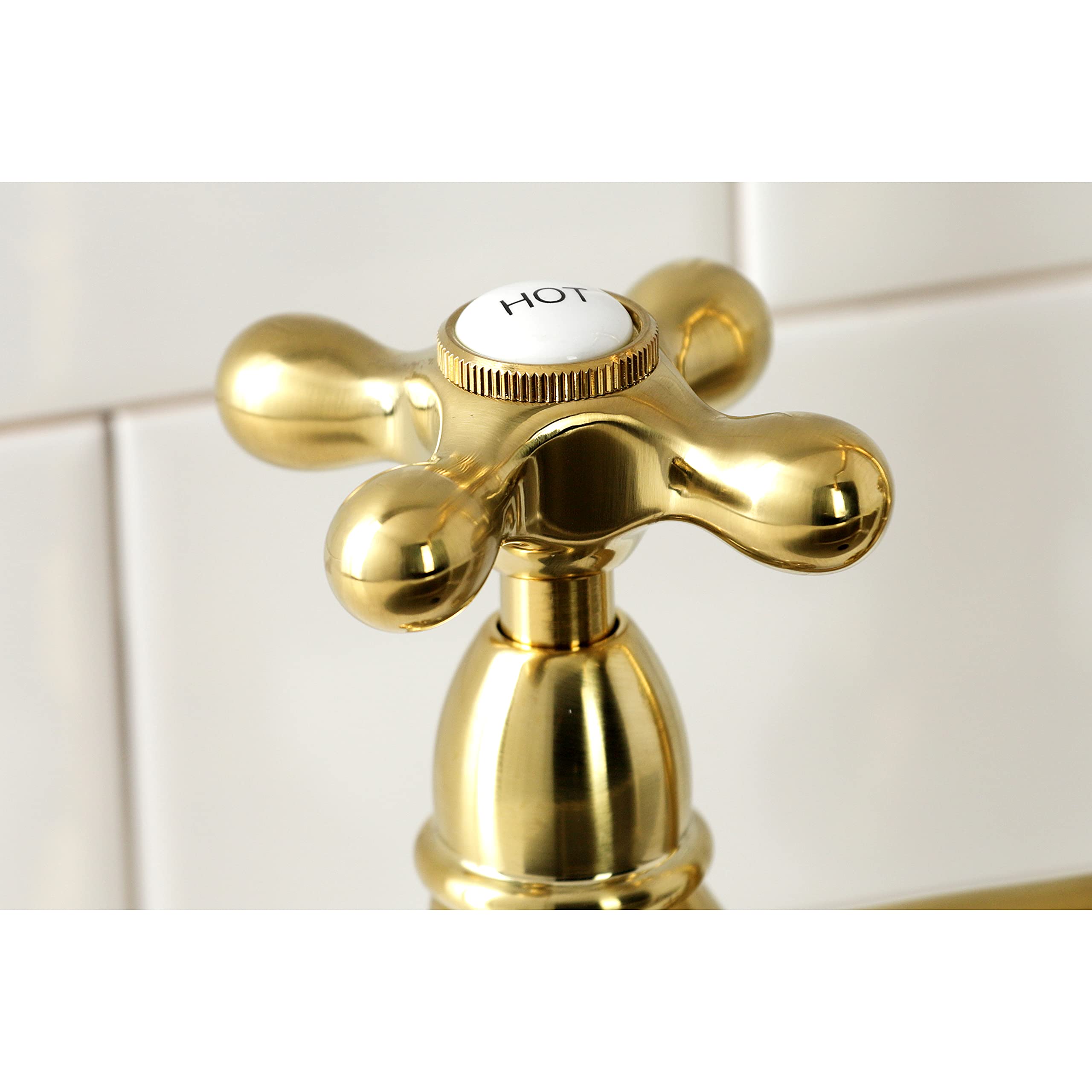 Kingston Brass KS1277AXBS Heritage 8-Inch Kitchen Faucet with Brass Sprayer, Brushed Brass