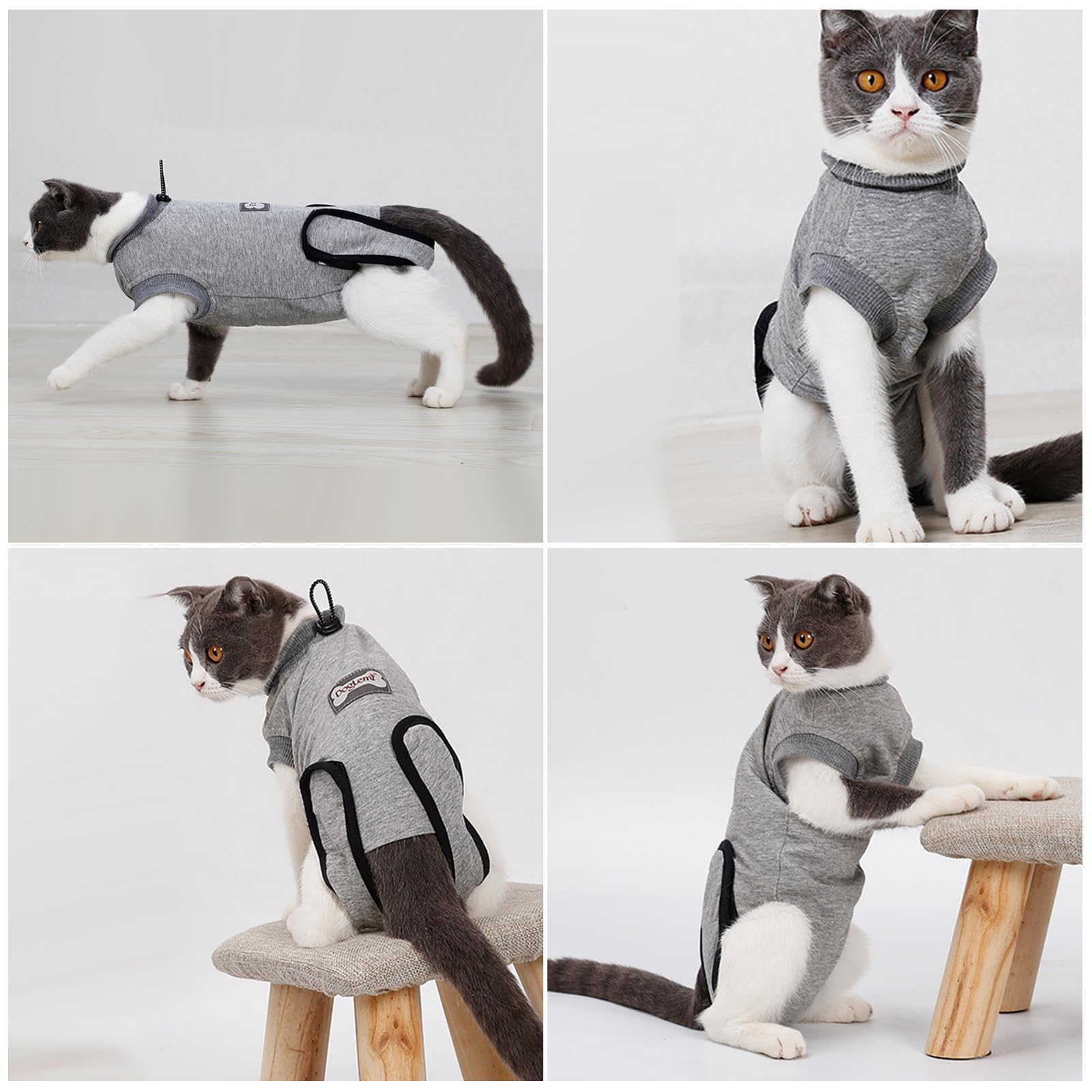 DogLemi Cat Surgery Recovery Suit Breathable Professional Cat Recovery Clothing for Surgical Abdominal Wounds After Surgery Wear Pajama Suit E-Collar Alternative Skin Diseases Protection (M)