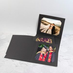 Golden State Art 50 Pack, Black with Gold Lining, Cut Corner Photo Folders for 6x8/8x10 Pictures, Perfect for Weddings, Birthdays, Christmas, Graduation, and Special Events