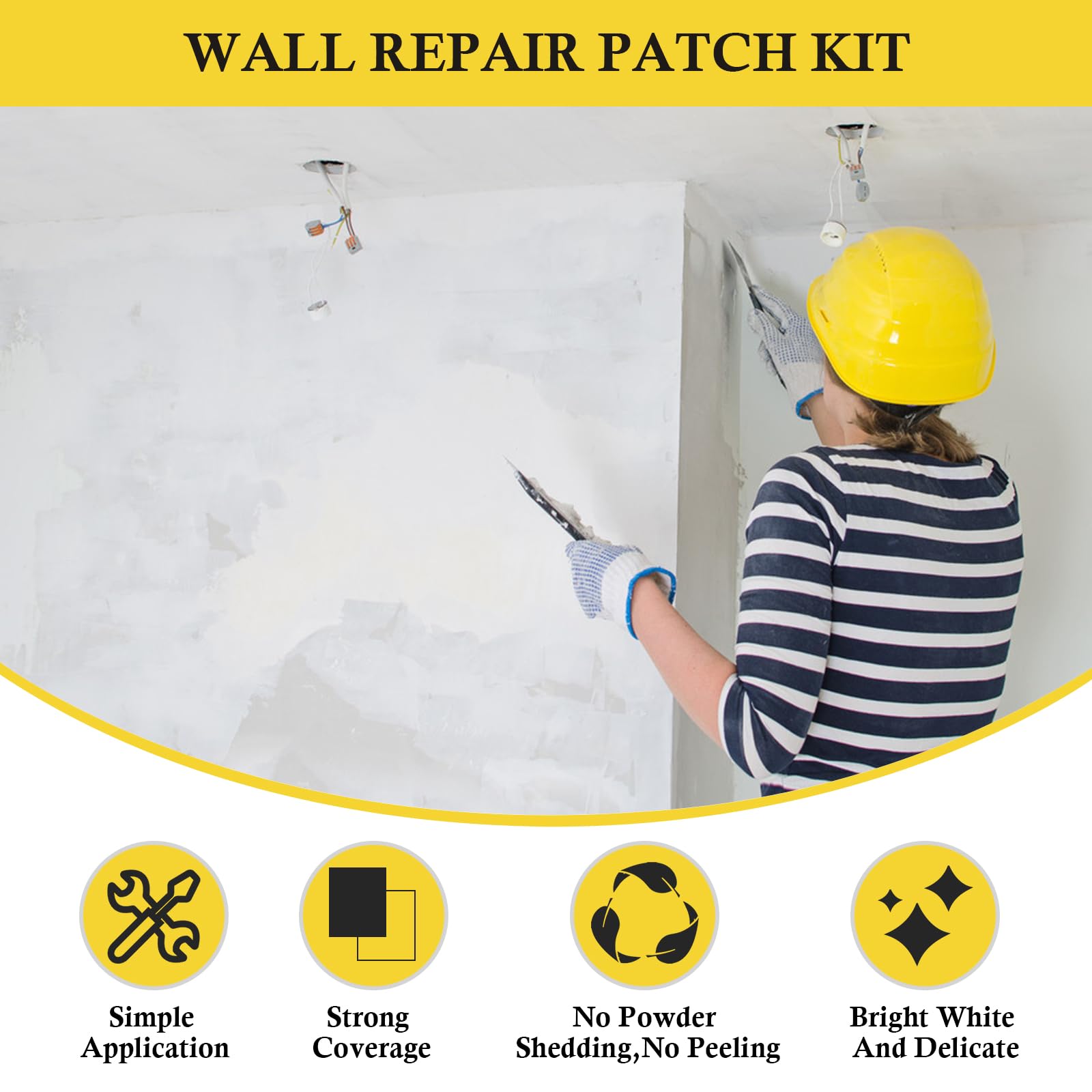 fowong Drywall Repair Kit, Spackle Wall Repair Putty & Paint White, Wall Patch Repair Kit to Fix Wall Holes and Creak Damage with Putty (8oz) and Spackling Paste(7oz), Easy to Solve Wall Problem