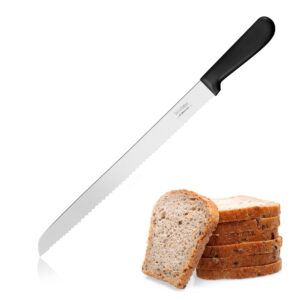 12 inch serrated bread knife for homemade bread, stainless steel wide wavy edge knife, multi-purpose kitchen knife, efficient cake slicer, ultra sharp baker's knife for cutting crusty breads, cake