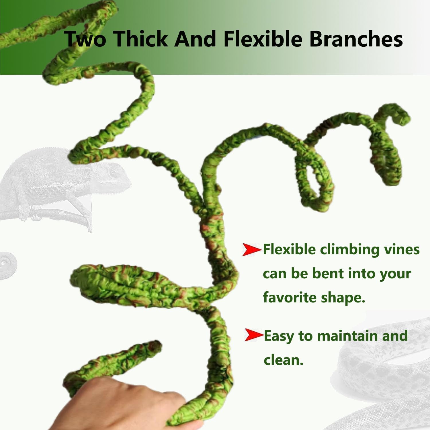 Flexible Bend-A-Branch Reptile Vines，Terrarium Decor,Long Jungle Climber Vines Habitat Decor for Chameleon Climbing Lizards Snakes and More Small Animals