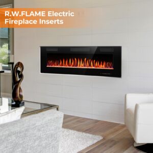 R.W.FLAME 36" Recessed and Wall Mounted Electric Fireplace, 5100BTU Thin Electric Fireplace Heater with Low Noise, Fit for 2 x 4 and 2 x 6 Stud, Remote Control, Adjustable Flame Color and Brightness.