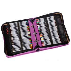 Shulaner 180 Slots Pencil Case Leaves Print Colored Pencils Holder Large Capacity Portable Pencil Bag Organizer (Purple, 180)