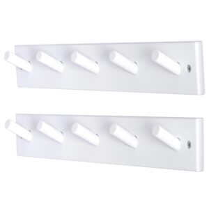 dseap wall mounted coat rack: 16-inches hole to hole, 5 pegs coat hanger hooks for hanging coats towels hats clothes, white