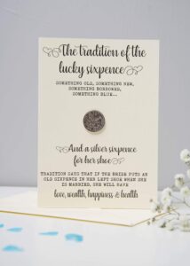 bride's sixpence coin and card | sixpence tradition | something old, something new, something borrowed, something blue, and a sixpence for her shoe - wedding gift for bride to be - bride card