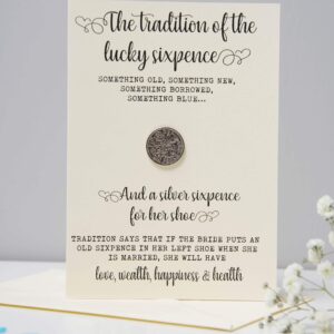 Bride's Sixpence Coin and Card | Sixpence Tradition | Something Old, Something New, Something Borrowed, Something Blue, and a Sixpence for Her Shoe - Wedding Gift for Bride to be - Bride Card