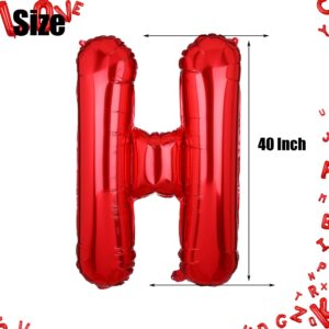 40 Inch Big Red Letter Balloons Foil Mylar Wedding Bachelorette Wedding Birthday Bridal Shower Anniversary Celebration Graduation Party Decoration Alphabet H (A-Z)