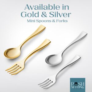 Posh Setting - Plastic Mini Gold Forks, Gold Mini Forks, Gold Plastic Mini Dessert Forks, Disposable Tiny Gold Forks, 4 inch Gold Plastic Forks, Taster Forks, Small Forks, Appetizer Forks (80 Pack)