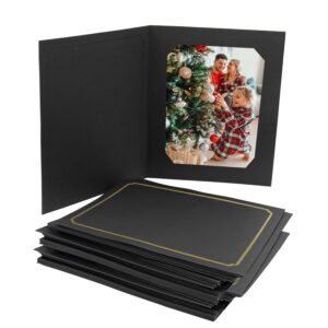 golden state art 50 pack, black with gold lining, cut corner photo folders for 6x8/8x10 pictures, perfect for weddings, birthdays, christmas, graduation, and special events