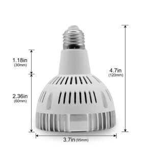 Aolyty 35w (75W Equivalent) PAR30 LED Bulb White 6000K 2800lm E26 Base25 Degree Beam Angle Track Spotlight with Fan AC 120v