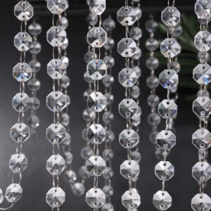 JIAKAI 16.5 Feet Hanging Clear 14mm Daimond Acrylic Crystal Garland for Manzanita Tree Centerpiece, Chandelier Bead Lamp Chain, Christmas/Wedding Party Decoration and DIY Craft Jewelry Decoration