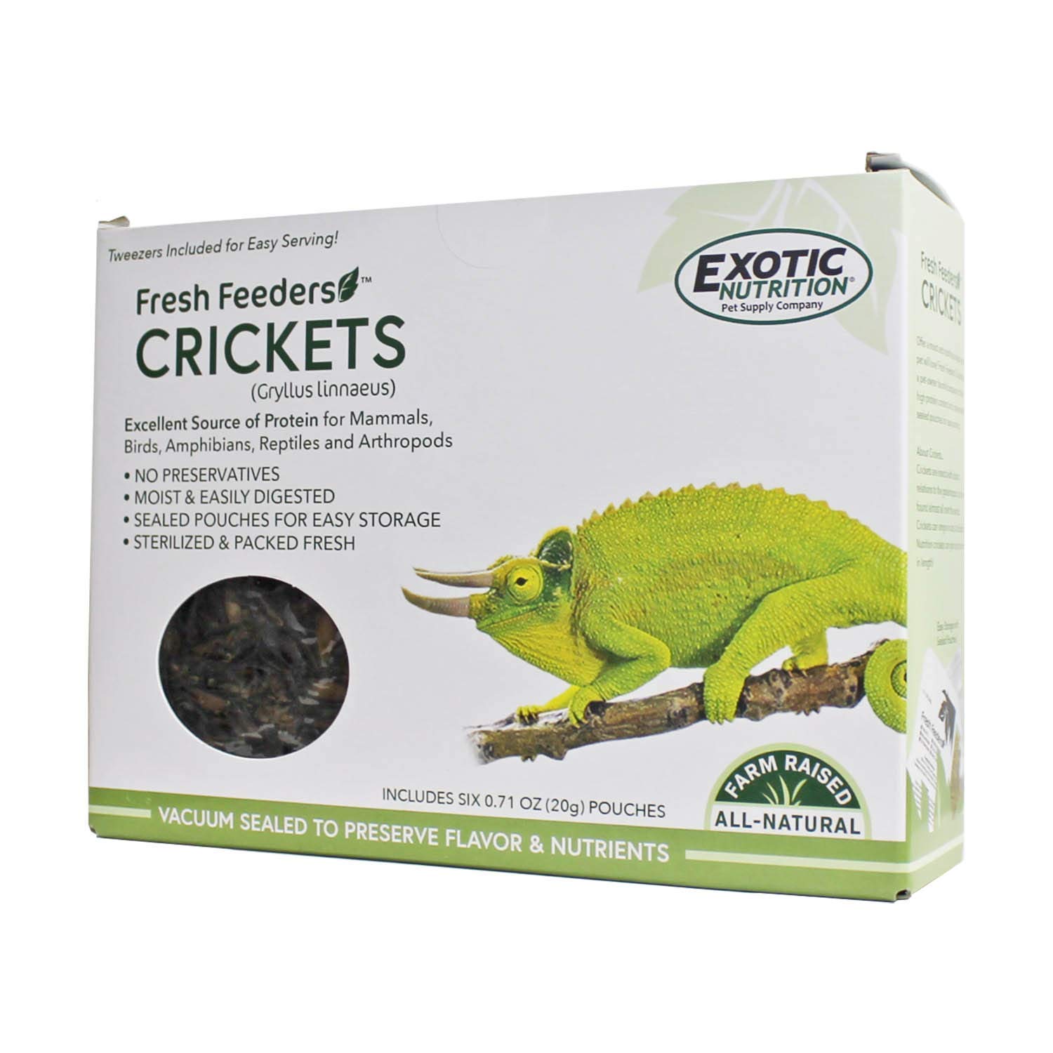 Fresh Feeders (Crickets) - All Natural High Protein Insect Treat - Single Serving Pouches - Chickens, Wild Birds, Hedgehogs, Bluebirds, Reptiles, Sugar Gliders, Opossums, Skunks, Lizards