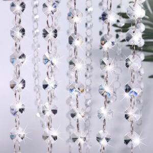 jiakai 16.5 feet hanging clear 14mm daimond acrylic crystal garland for manzanita tree centerpiece, chandelier bead lamp chain, christmas/wedding party decoration and diy craft jewelry decoration