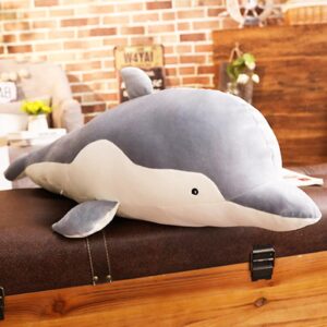 Levenkeness Dolphin Plush Hugging Pillow, Soft Large Dolphins Stuffed Animal Toy Doll Gifts for Kids, Valentine, Christmas, Bedding (23.6")