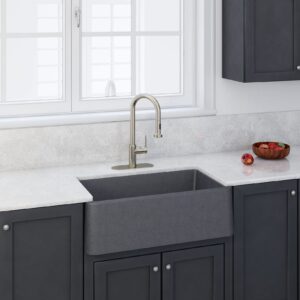 LaToscana Apron Kitchen Sink 33" x 19" in Titanium Grey Metallic