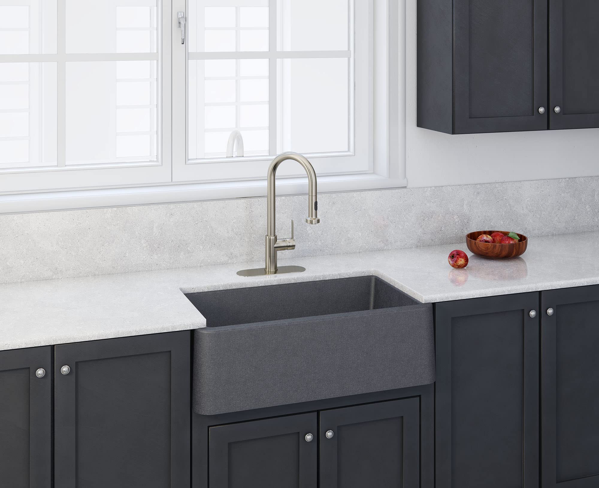 LaToscana Apron Kitchen Sink 33" x 19" in Titanium Grey Metallic