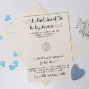 Bride's Sixpence Coin and Card | Sixpence Tradition | Something Old, Something New, Something Borrowed, Something Blue, and a Sixpence for Her Shoe - Wedding Gift for Bride to be - Bride Card