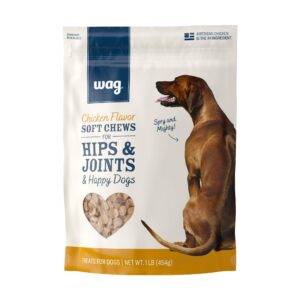 amazon brand – wag chicken flavor hip & joint training treats for dogs, 1 lb. bag (16 oz)