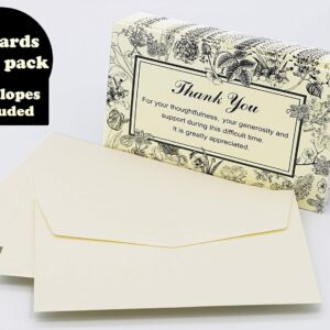 SUPREME IMPRESSION Funeral Thank you Cards with Envelopes - 24 Pack Sympathy Note Cardset - All Cards are Blank Inside For Photo or Personalized Message to Friends & Family