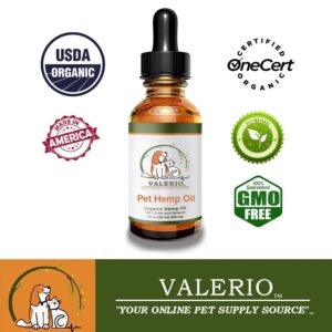 Valerio Pets Hemp Oil for Dogs and Cats - 1 Oz - Hemp Oil Drops with Omega Fatty Acids - Hip and Joint Support and Skin Health