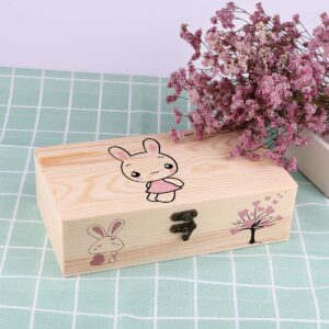 dedoot Unfinished Wooden Box with Hinged Lid 9.7x5.5x2.7 Inch Rectangle Keepsake Box Clasp Wood Box, Storage Box Wooden Gift Boxes for DIY Crafts, Home Deocration, Jewelry