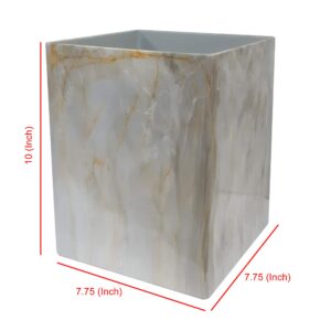 nu steel Stone Hedge Resin Decorative Small Trash Can Wastebasket, Garbage Container Bin for Bathrooms, Powder Rooms, Kitchens, Home Offices, Marble