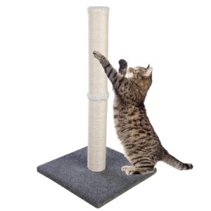 cat scratching post carpet, tall big sisal rope cat scratch pole for cats and kittens, stable carpeted heavy base (blue/grey)