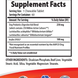 MY LUCKY PETS LLC Dog Digestive aid - Dog PROBIOTICS - Bad Breath and Passing Gas Solution - Oral Health - bifidobacterium longum - 3 Bottles (180 Treats)