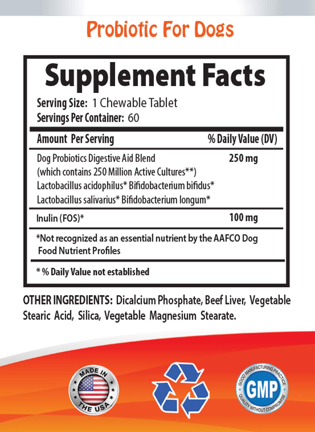 MY LUCKY PETS LLC Dog probiotic Powder - Dog PROBIOTICS - Bad Breath and Passing Gas Solution - Oral Health - lactobacillus acidophilus Dogs - 1 Bottle (60 Treats)