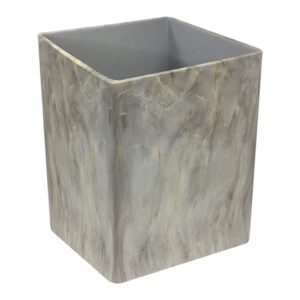 nu steel stone hedge resin decorative small trash can wastebasket, garbage container bin for bathrooms, powder rooms, kitchens, home offices, marble