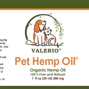 Valerio Pets Hemp Oil for Dogs and Cats - 1 Oz - Hemp Oil Drops with Omega Fatty Acids - Hip and Joint Support and Skin Health