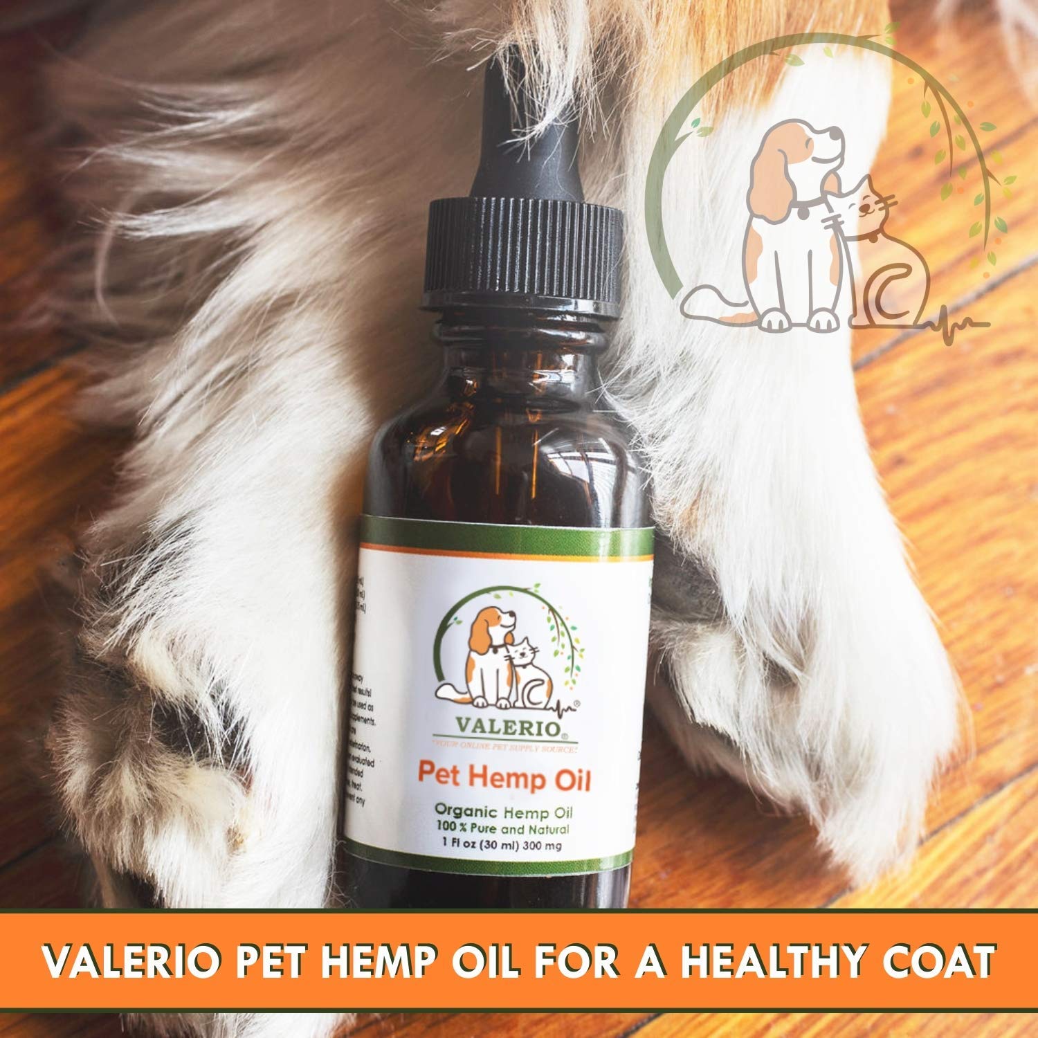 Valerio Pets Hemp Oil for Dogs and Cats - 1 Oz - Hemp Oil Drops with Omega Fatty Acids - Hip and Joint Support and Skin Health