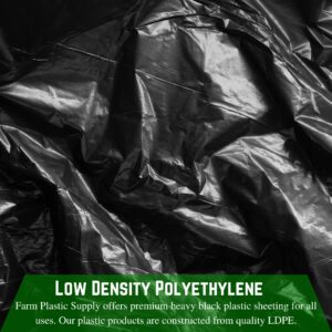 Farm Plastic Supply - Black Plastic Sheeting - 4 mil - (3' x 200') - Black Plastic Tarp, Polyethylene Vapor Barrier Plastic Sheeting, Black Painters Tarp, Roll of Heavy Duty Plastic