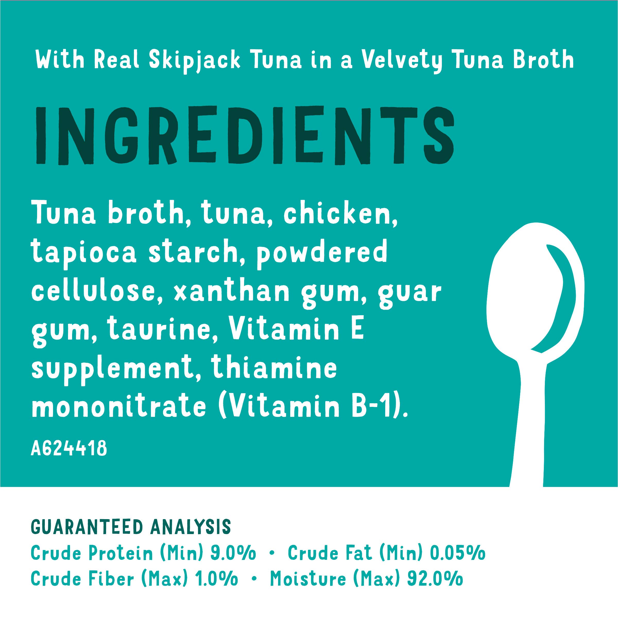 Lickable grain free cat treats made with real tuna and intended as a complement to your senior cat's complete and balanced diet - (Pack of 8) 1.2 oz. Tubs