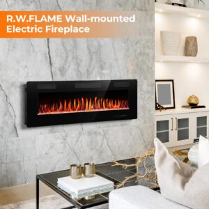 R.W.FLAME 36" Recessed and Wall Mounted Electric Fireplace, 5100BTU Thin Electric Fireplace Heater with Low Noise, Fit for 2 x 4 and 2 x 6 Stud, Remote Control, Adjustable Flame Color and Brightness.