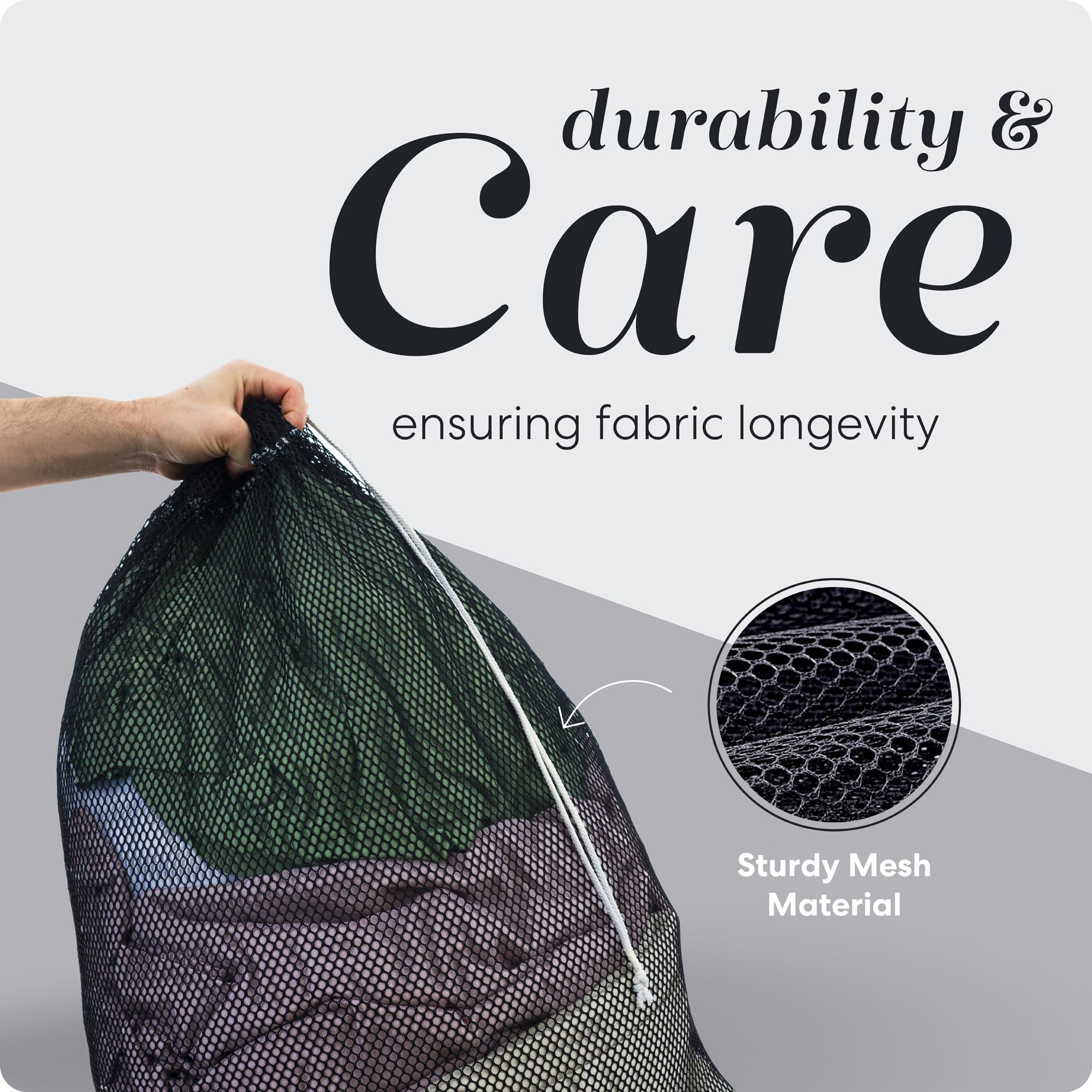 Mesh Laundry Bag - Large 24" x 36" - Durable, Machine Washable with Secure Drawstring Closure - Perfect for College Dorms, Laundromats, Apartments (Black)