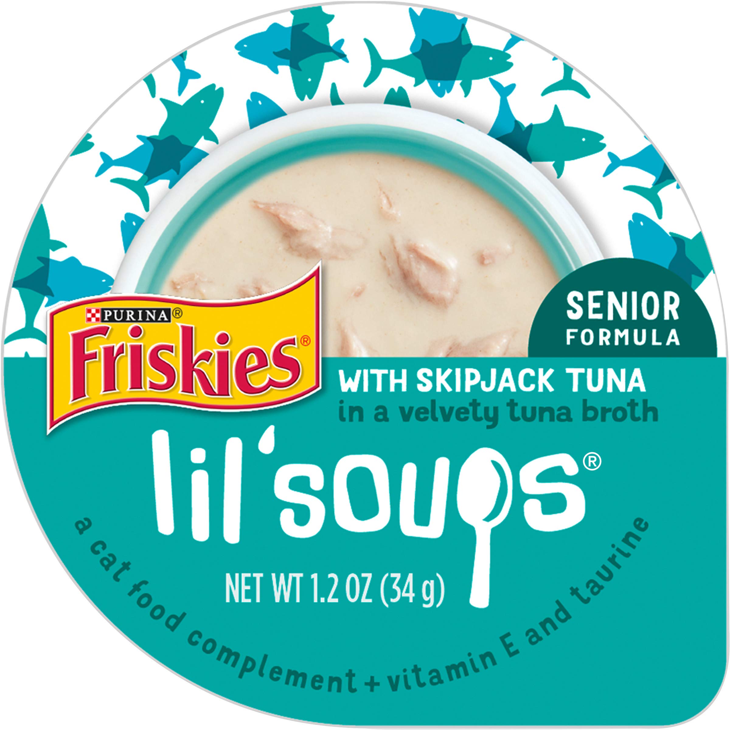 Lickable grain free cat treats made with real tuna and intended as a complement to your senior cat's complete and balanced diet - (Pack of 8) 1.2 oz. Tubs